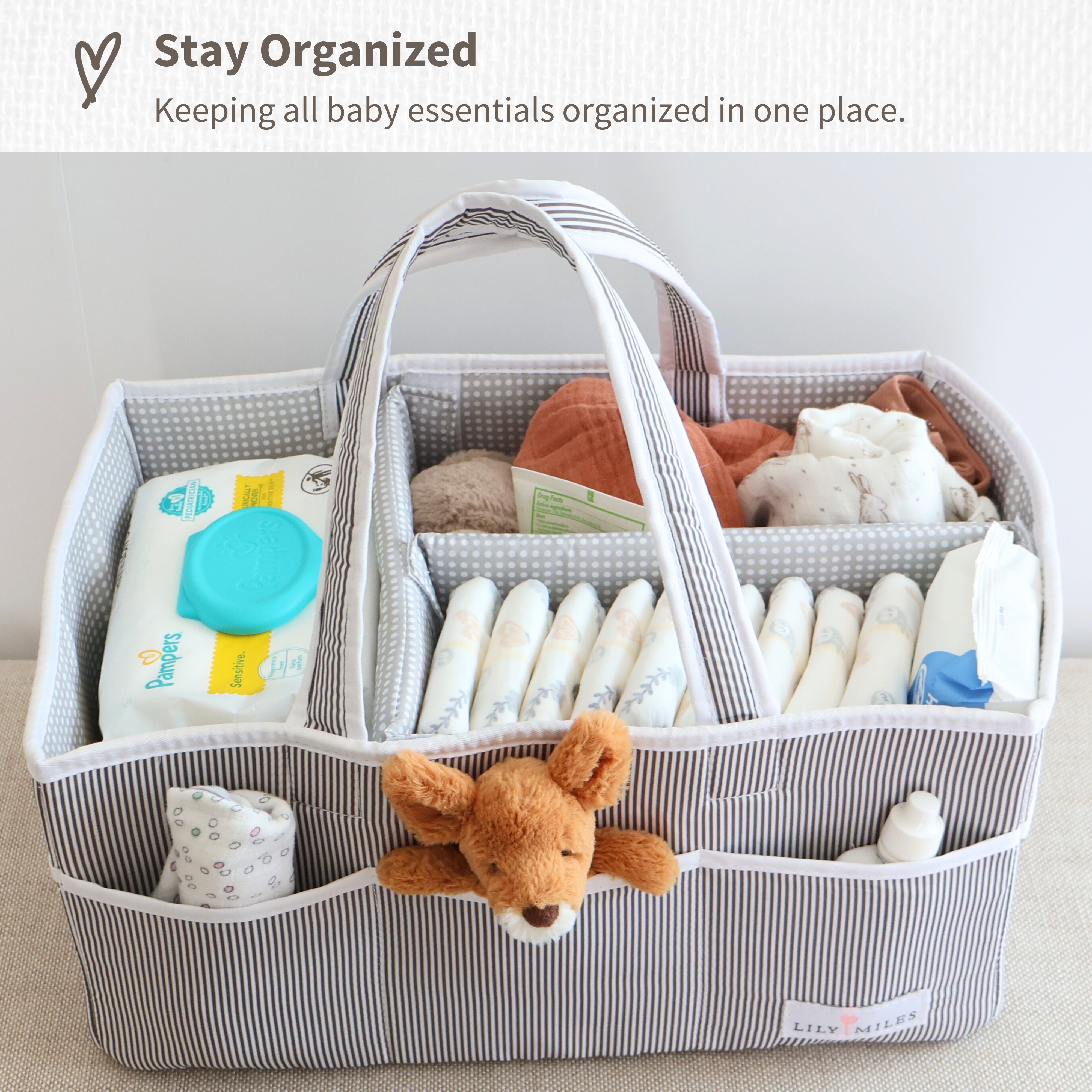 Baby Diaper Caddy Organizer - Gray – Lily Miles Store